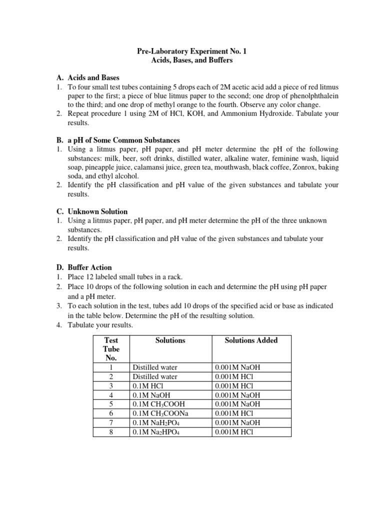Acids, Bases, Buffers Lab Guide | PDF | Ph | Acid