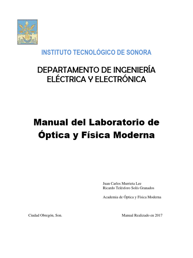 MANUAL LAB OPTICA Ver01a_180109 PDF (1) | PDF | Refracción | Espejo
