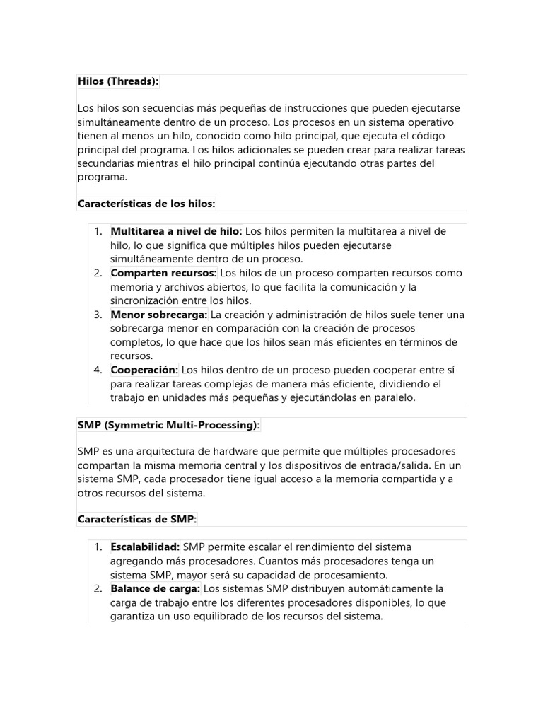 Hilos | PDF | Unidad Central de procesamiento | Hilo (Computación)
