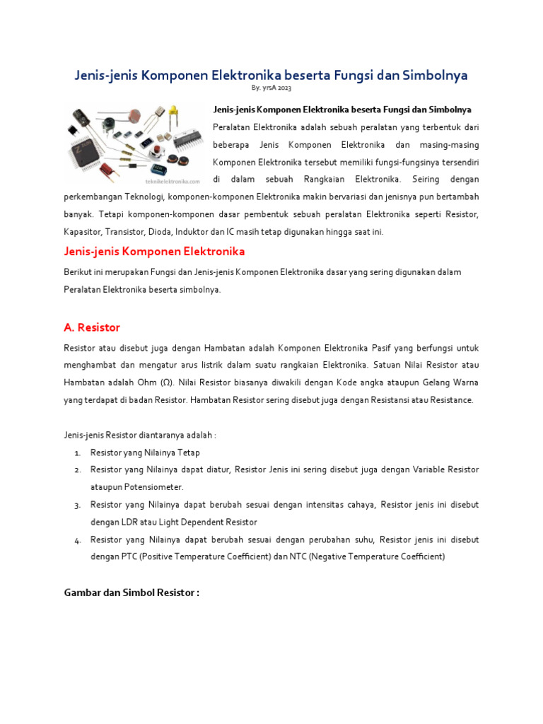 Materi MRE - Komponen Elektronika | PDF