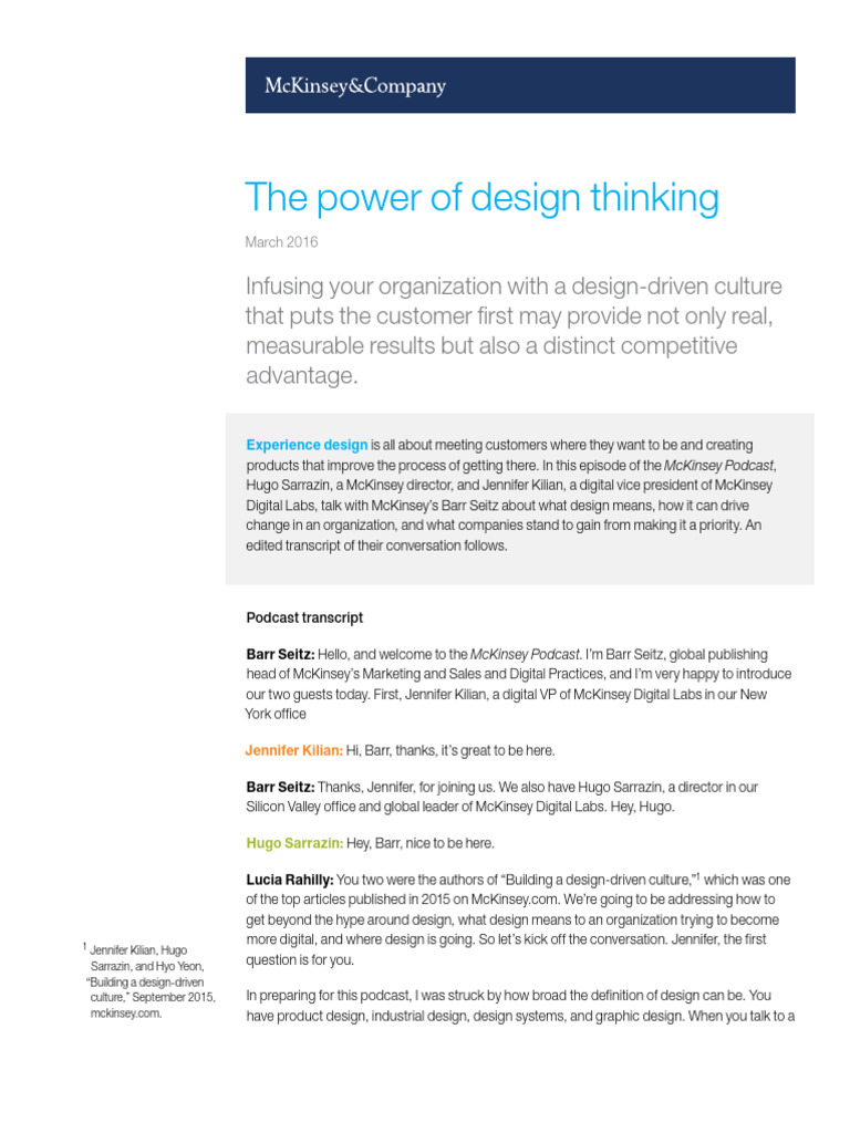 The Power of Design Thinking | PDF | Empathy | Strategic Management