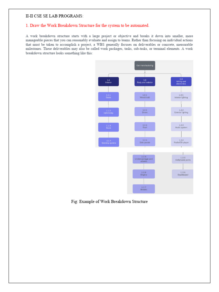 Draw The Work Breakdown Structure For The System To Be Automated | PDF ...