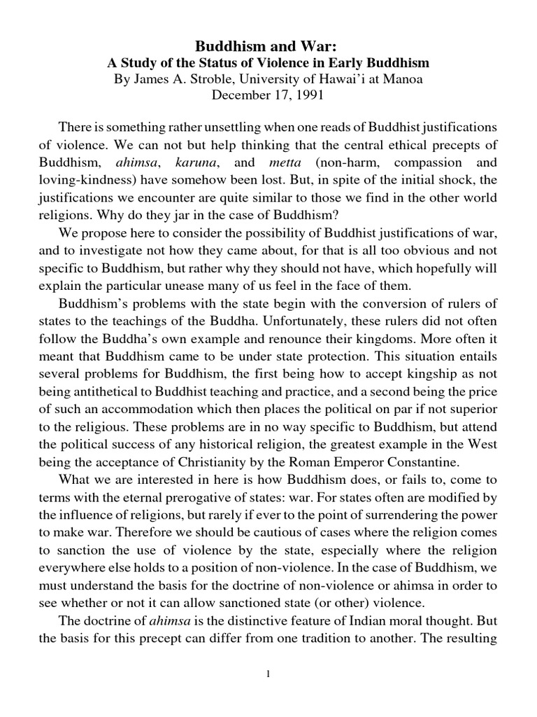 Buddhism and War-16 PT | PDF | Ahimsa | Violence