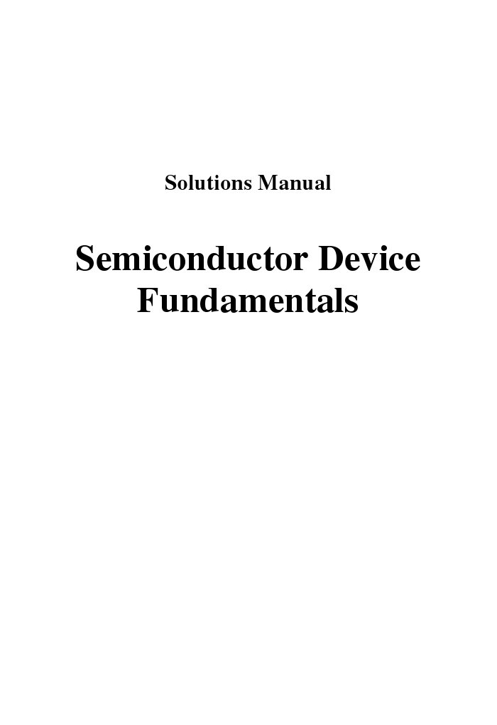 Semiconductor Device Fundamentals Solutions | PDF