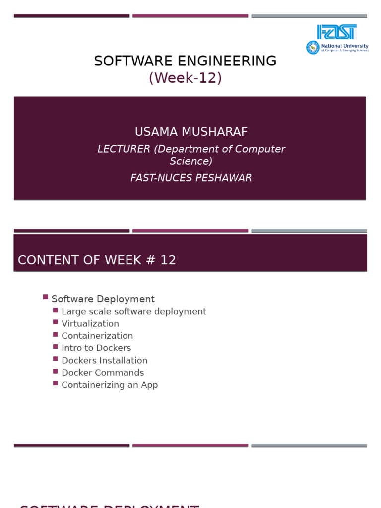 Software Engineering-Week-12 | PDF | Virtualization | Server (Computing)