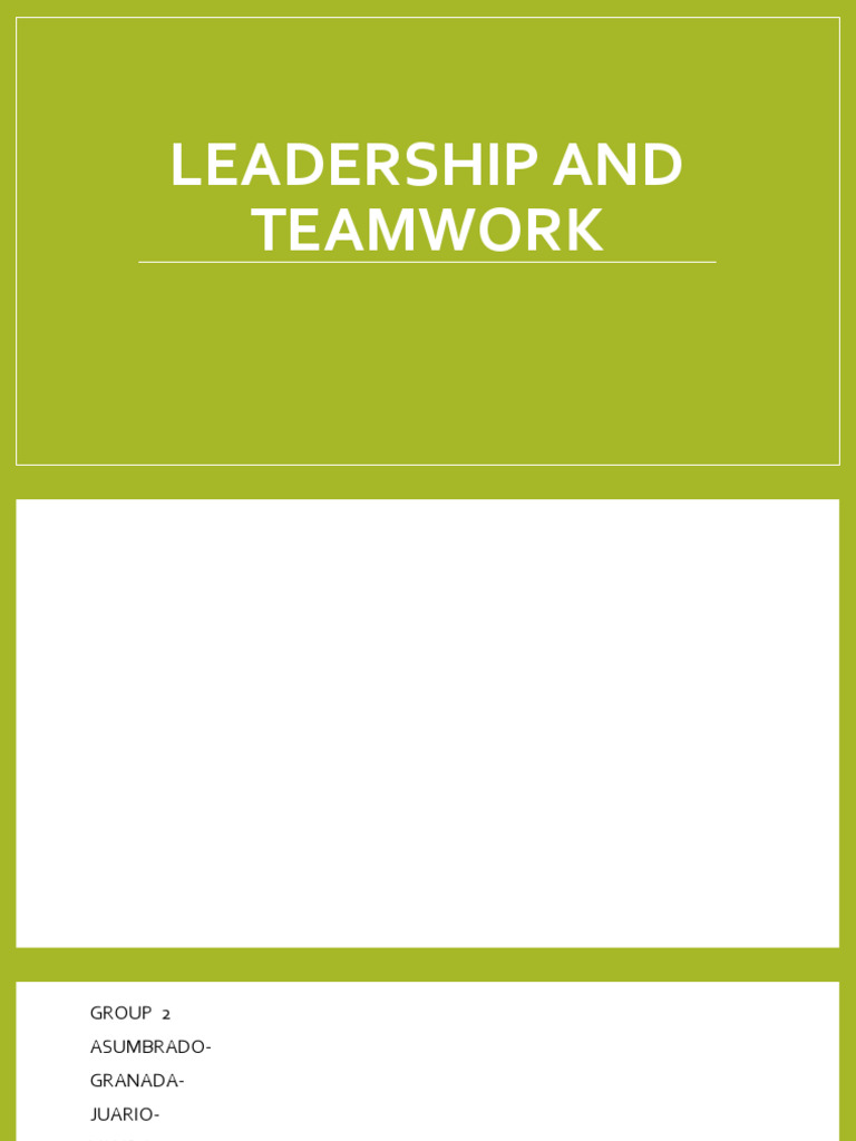 Leadership And Teamwork Pdf Leadership Goal