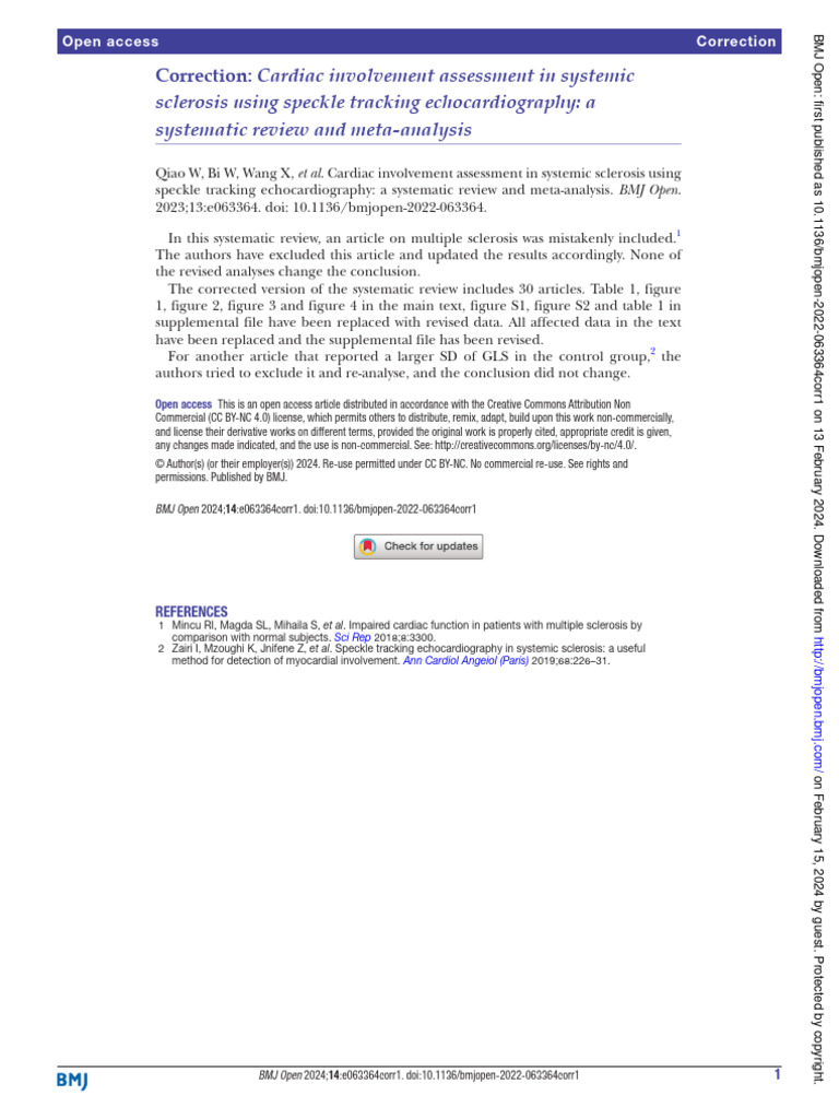 Correction Cardiac Involvement Assessment In Systemic Sclerosis Using Speckle Tracking