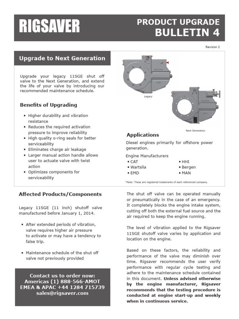 Rigsaver - 11SGE Product Upgrade - Bulletin - 4 2022 Rev2 | PDF | Valve ...
