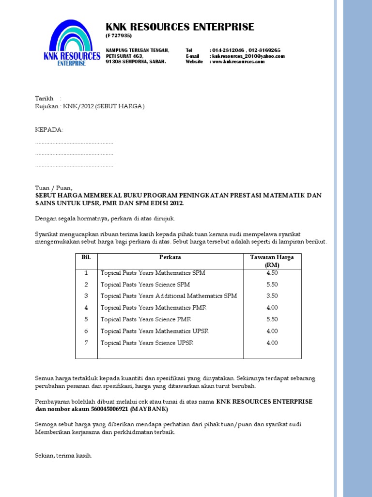 Sebut Harga Buku Modul