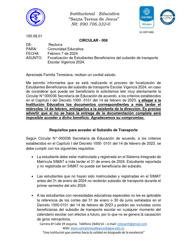 Circular 006 | PDF | Transporte