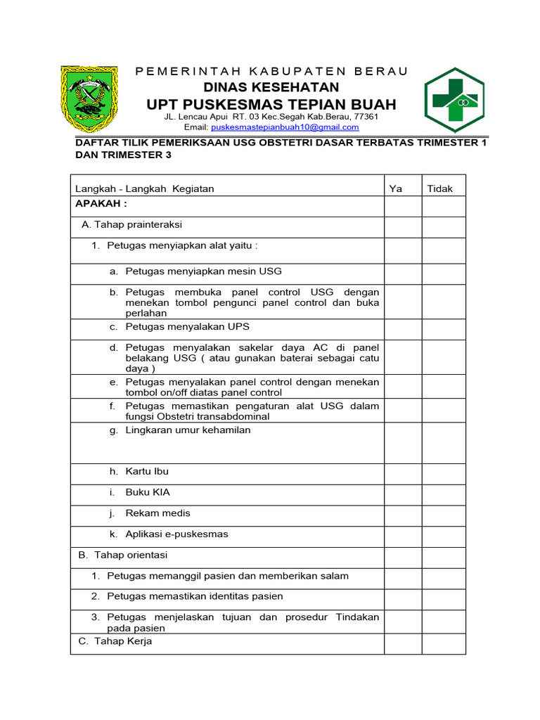 Daftar Tilik Usg K1 & K5 Dokter | PDF | Pengembangan Diri | Kesehatan Holistik