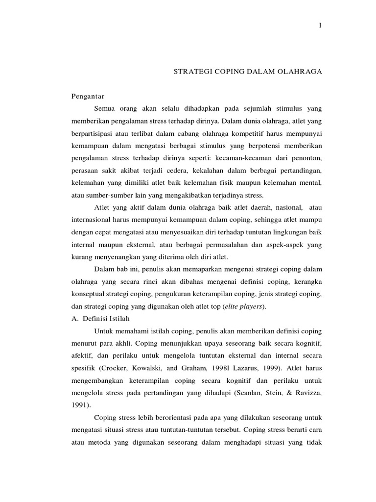 Strategi Coping Dalam Olahraga | PDF