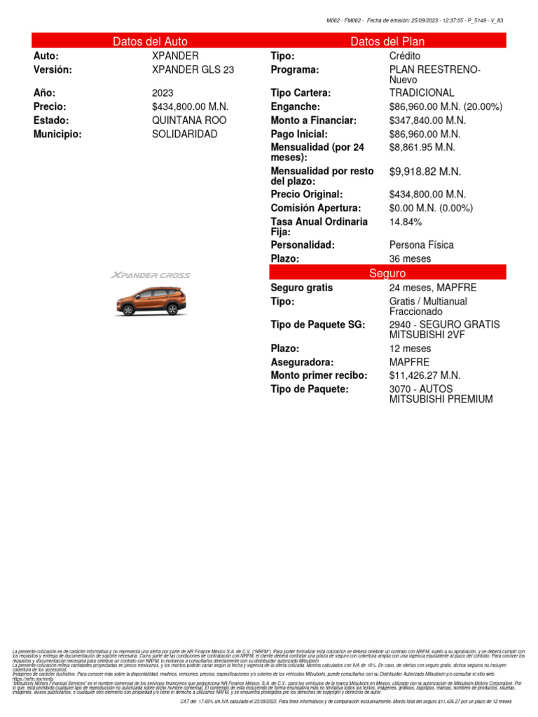 Mitsubishi Xpander Gls | PDF | Seguro | Derechos de autor