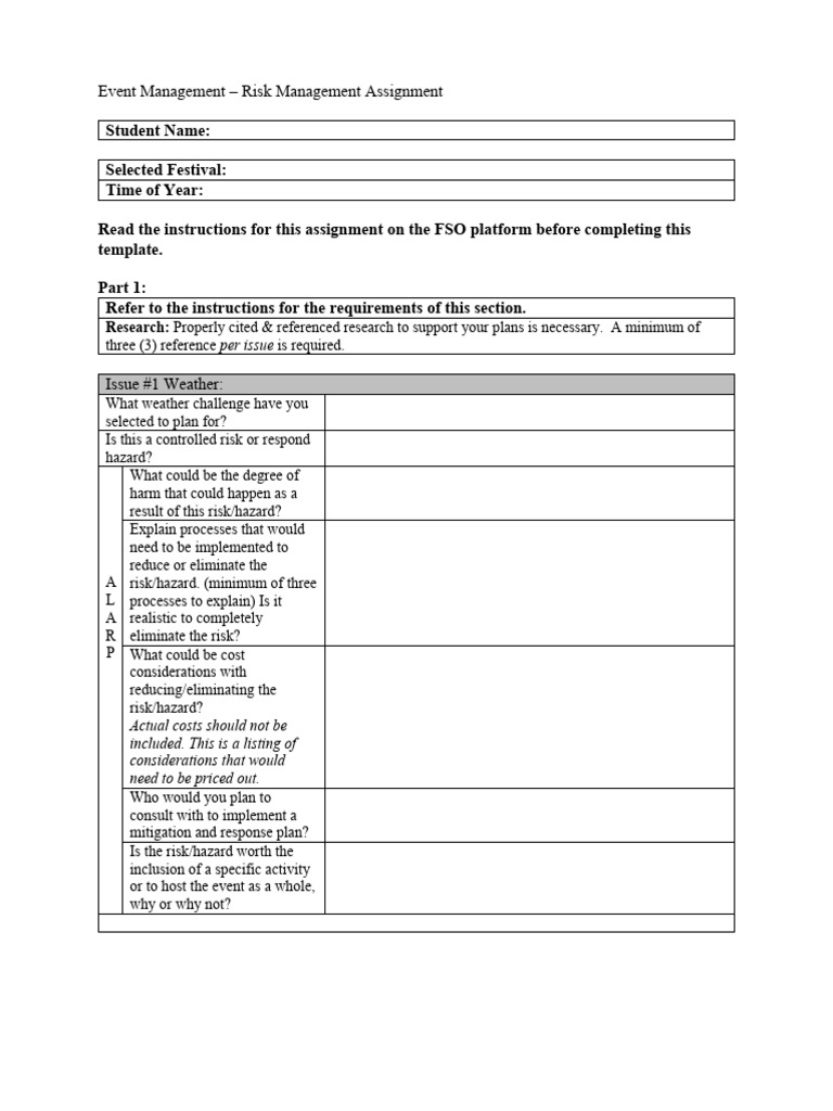 Risk Management Worksheet | PDF | Risk | Hazards