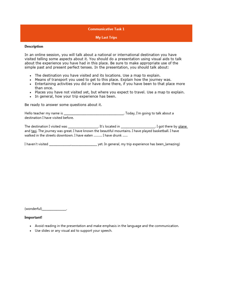 Communicative Task 1 | PDF