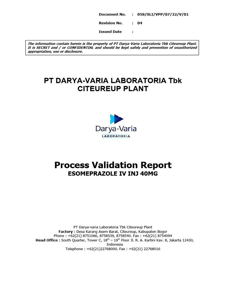 Report Esomeprazole IV Inj (Guide Batch 03) | PDF | Sodium Hydroxide | Sterilization (Microbiology)