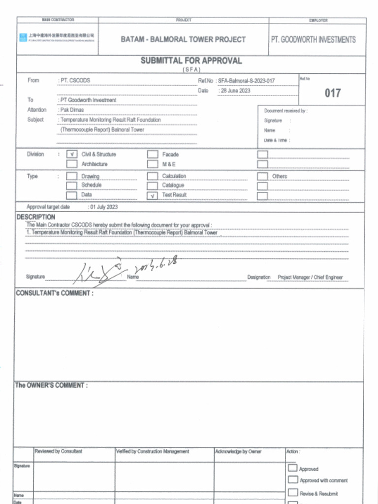 SFA Balmoral S 2023 017 Thermocouple Report | PDF
