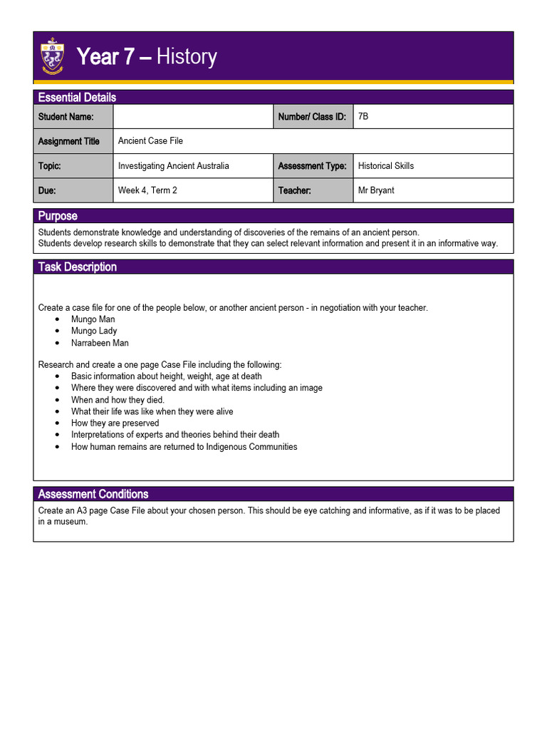 Year 7 Ancient Australia Case File | PDF | Understanding | Critical ...