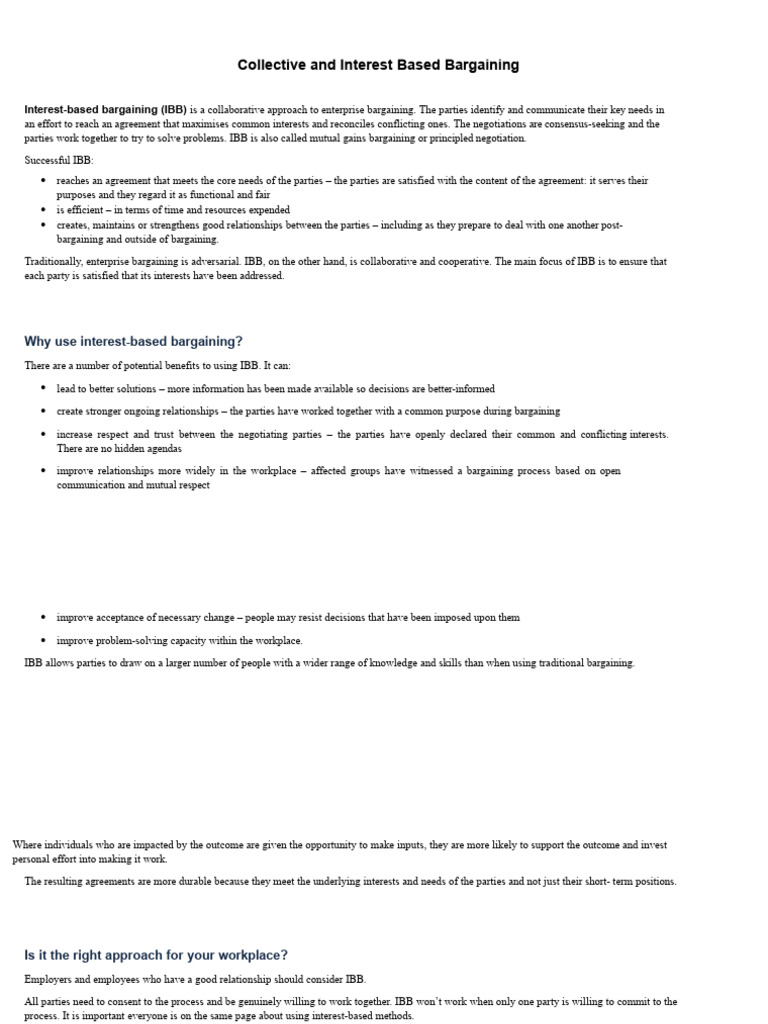 Collective and Interest Based Bargaining (Ali Barudin) | PDF ...