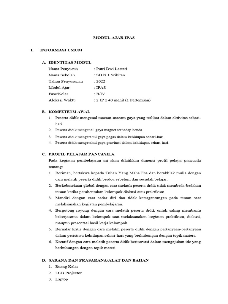 Modul Ajar Ipas 5 | PDF
