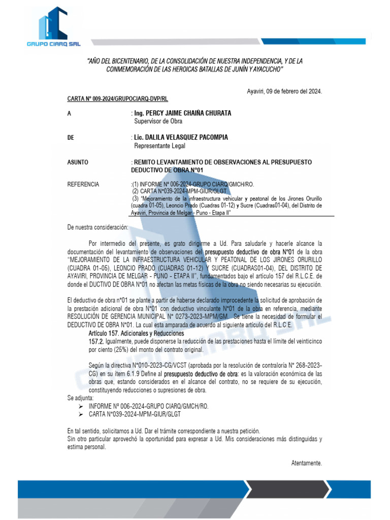 Deductivo de Obra | PDF | Estado de emergencia | Presupuesto