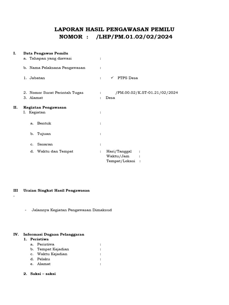 Form A Format PTPS | PDF