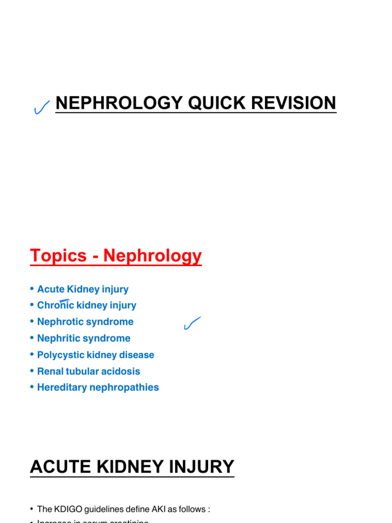 Nephrology Quick Revision Guide | PDF | Endocrine System | Internal ...