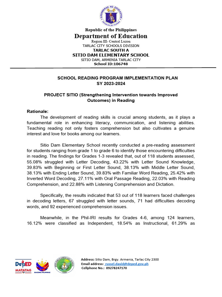 iMPLEMENTATION PLAN - School Reading Program | PDF | Reading ...