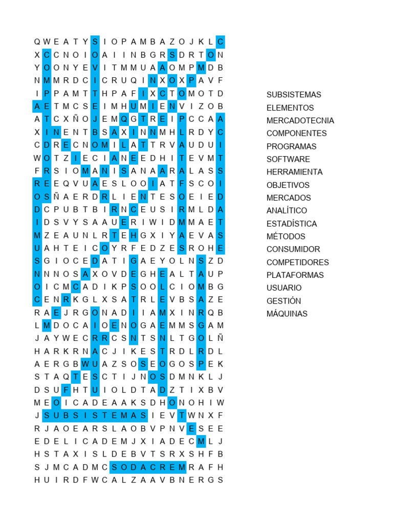 Sopa de Letras Sistemas de Información de Mercadotecnia | PDF Sopa de Letras Sistemas de Información de Mercadotecnia | PDF