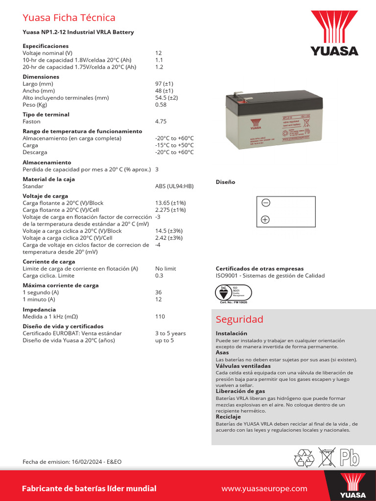NP1.2-12 Datasheet | PDF | Gases | Materiales