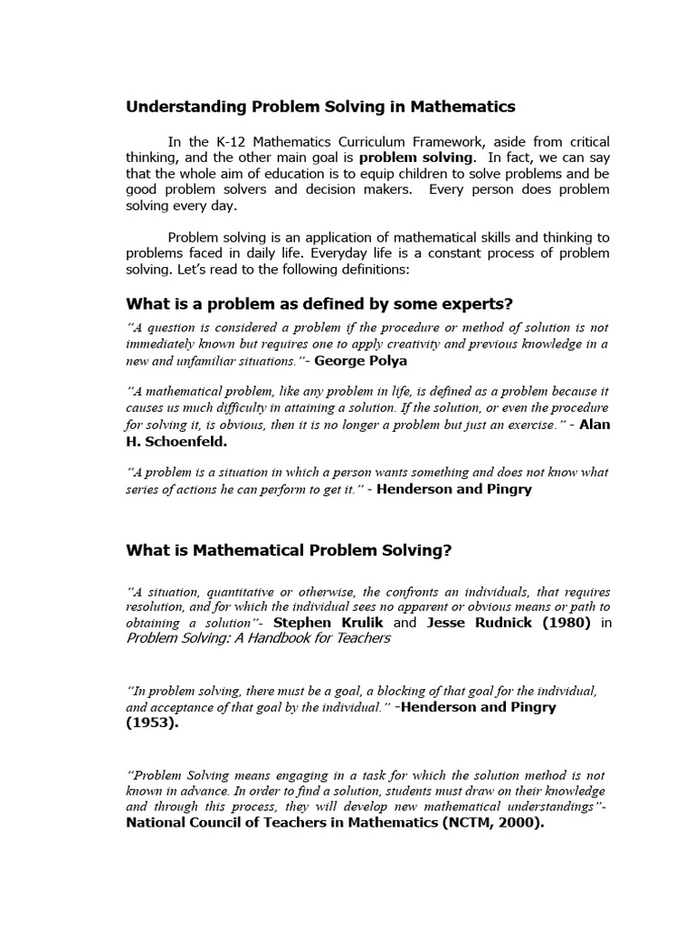 1 - Understanding Problem Solving | PDF | Mathematics | Creativity