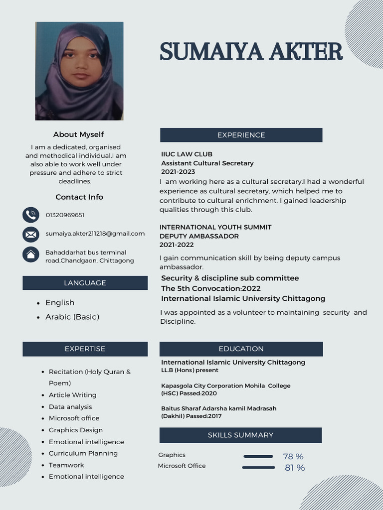 Sumaiya Akter (Curriculum Vitae) | PDF