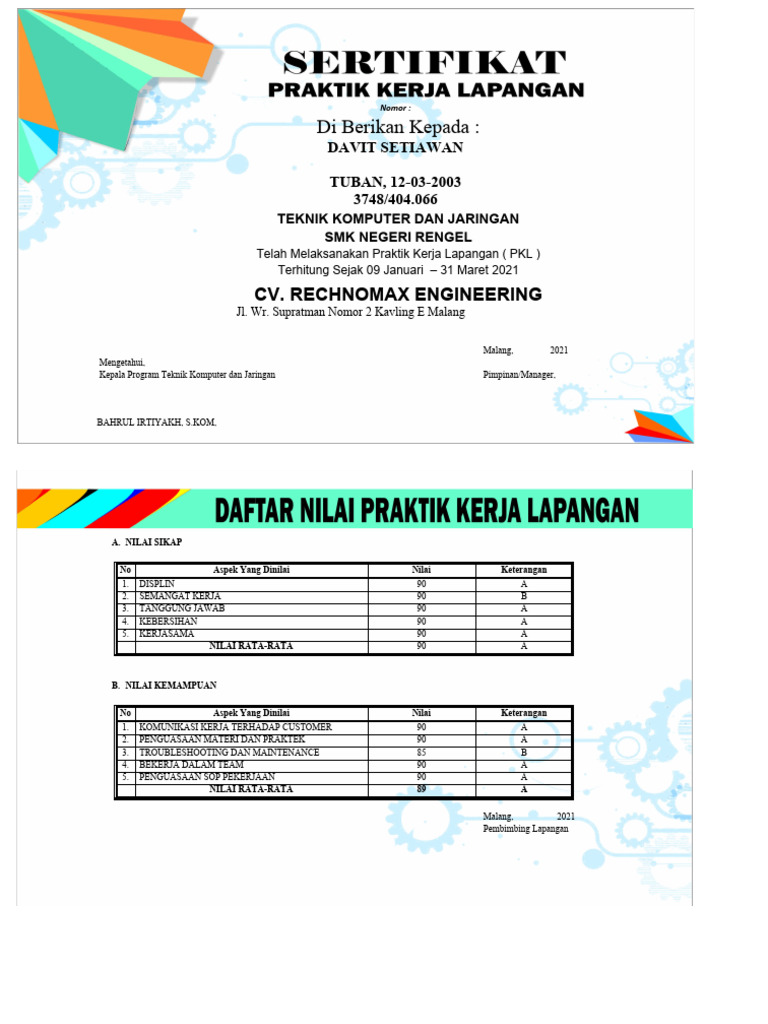 Sertifikat Prakerin Konsep - Davit - CCTV | PDF