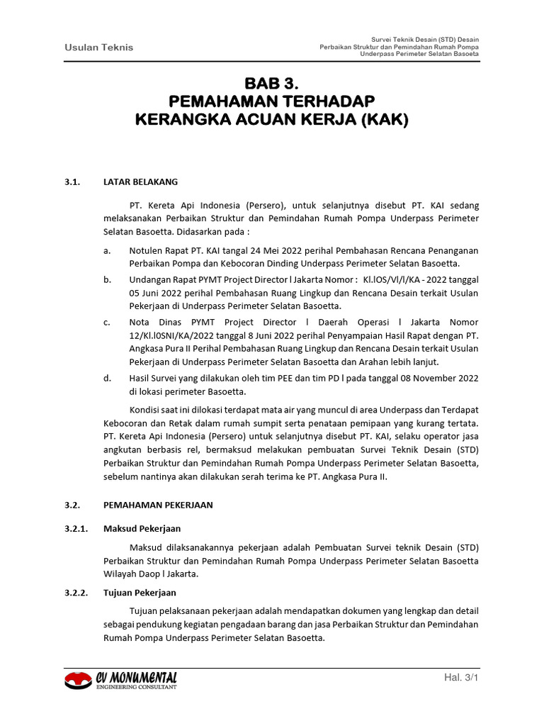 Bab 3. Pemahaman Terhadap KAK - STD Monumental | PDF | Komputer