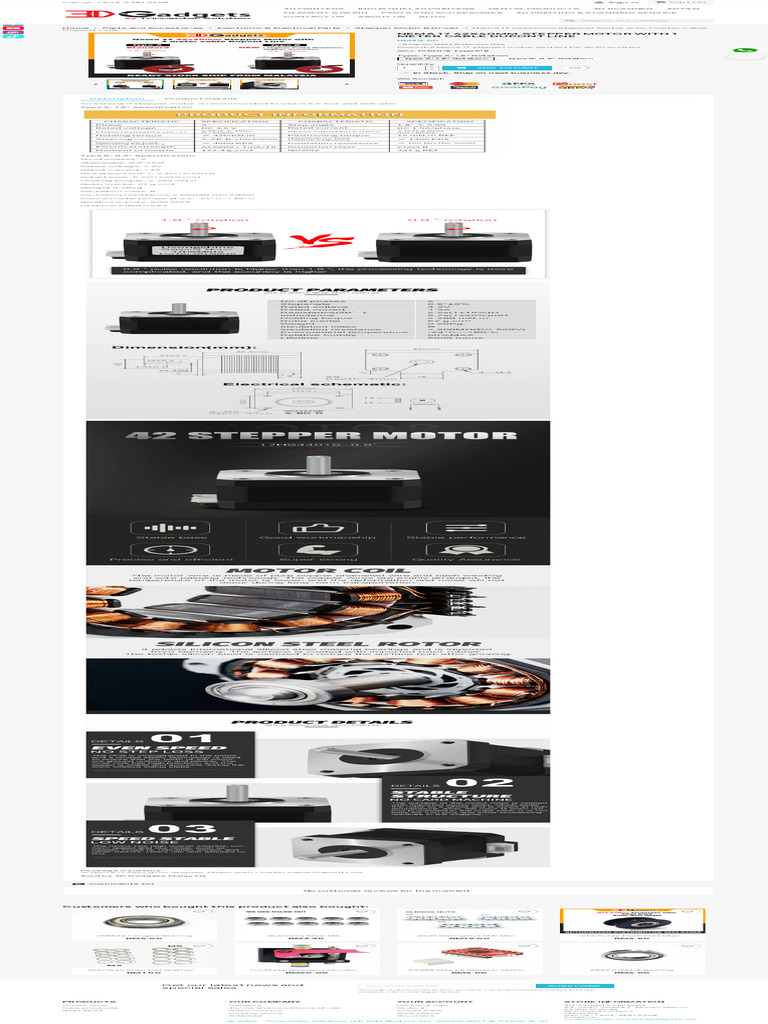 Nema 17 42x40mm Stepper Motor With 1 Meter Cable Dupont Line | PDF ...