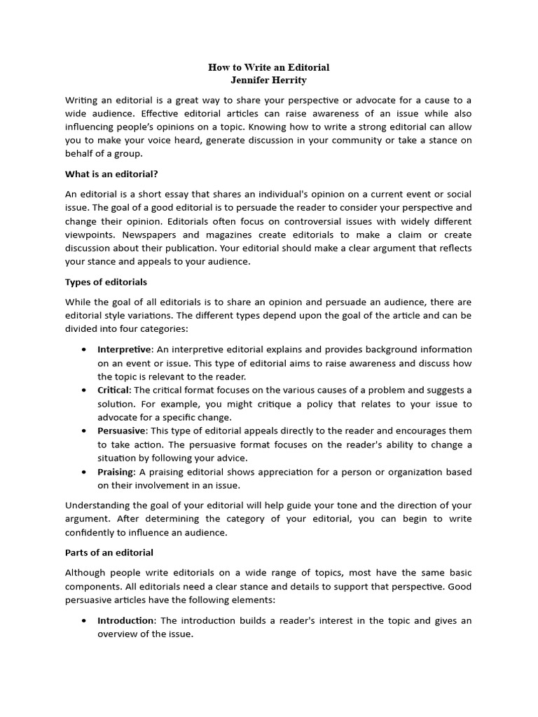 How To Write An Editorial | PDF | Proofreading | Essays
