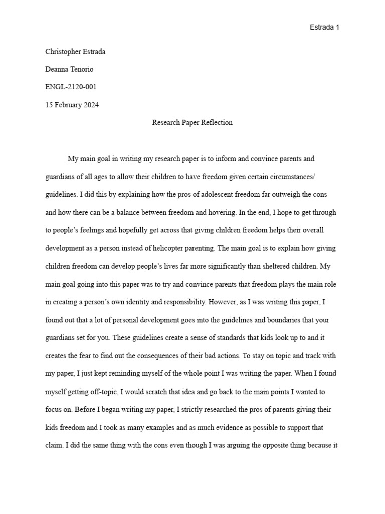 Research Paper Reflection | PDF | Essays | Paragraph