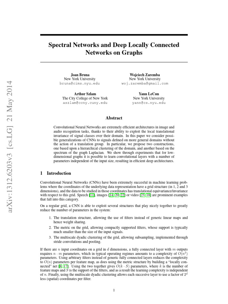 1312.6203 Spectral Networks and Locally Connected Networks | PDF | Eigenvalues And Eigenvectors ...