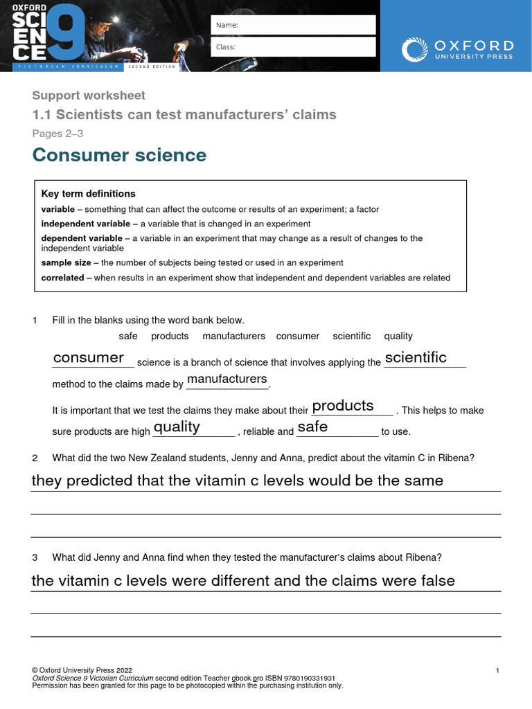 1.1 Scienctists Can Test Manufacturers' Claims Support | PDF ...