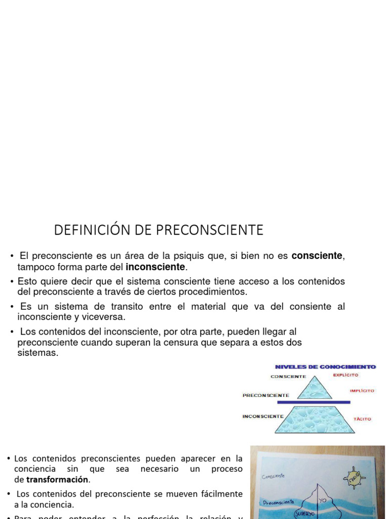 El Preconciente, Conciente, Proceso Secundario y El Ello y El Yo | PDF ...