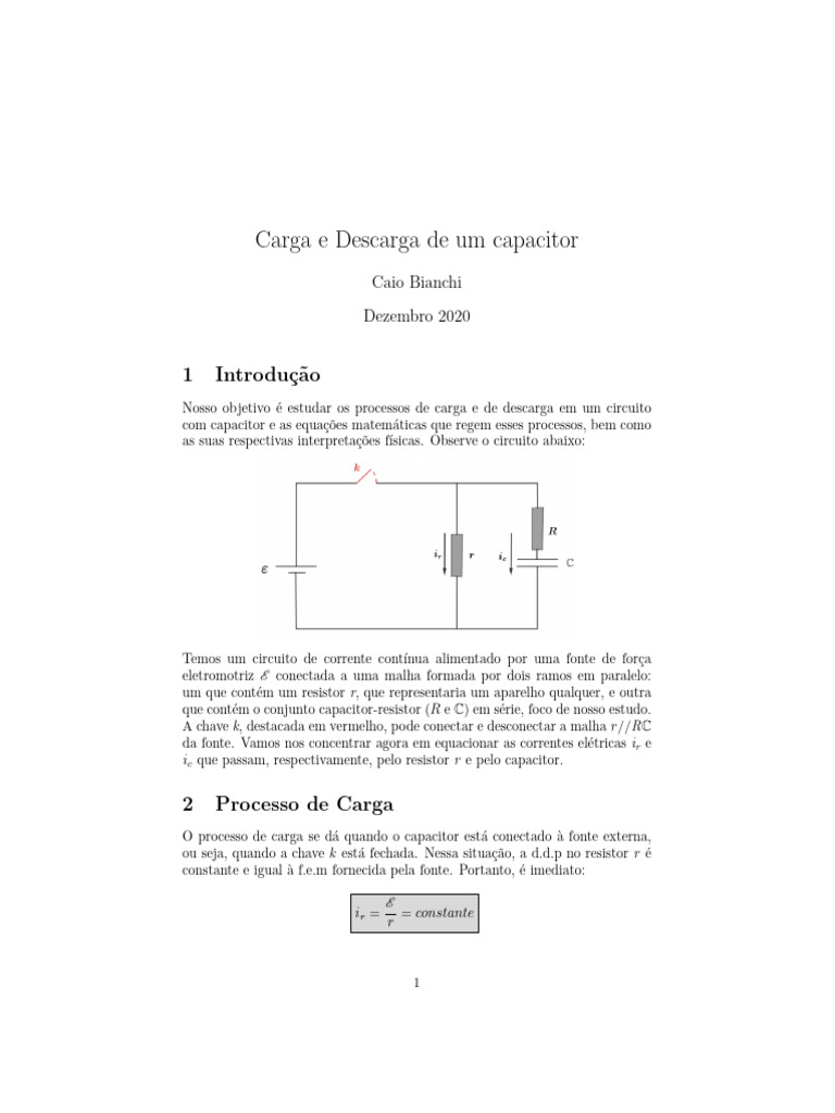 Carga e Descarga de Capacitores | PDF | Capacitor | Rede elétrica