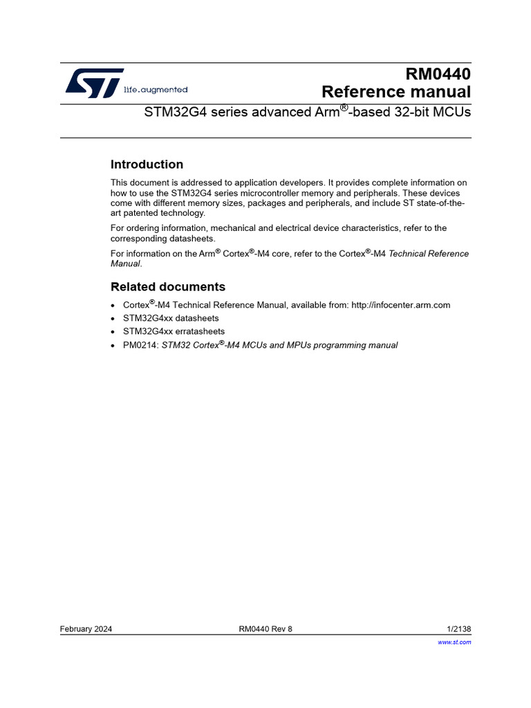 RM0440 Stm32g4 Series Advanced Armbased 32bit Mcus Stmicroelectronics ...