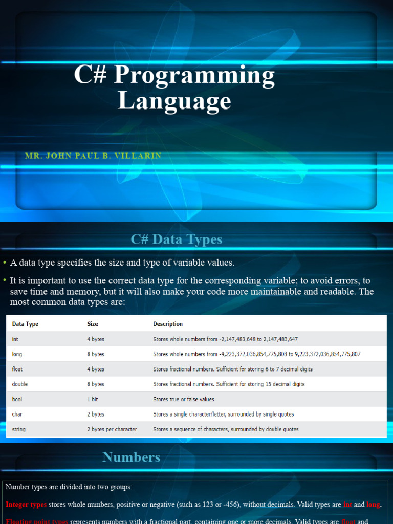 C Programming Language Day 2 Pdf C Sharp Programming Language Data Type
