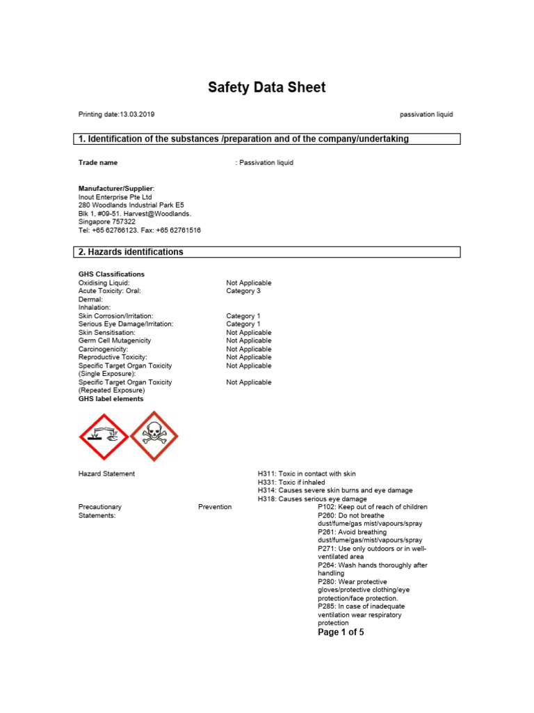 Knightclean Passivation Solution | PDF | Personal Protective Equipment ...