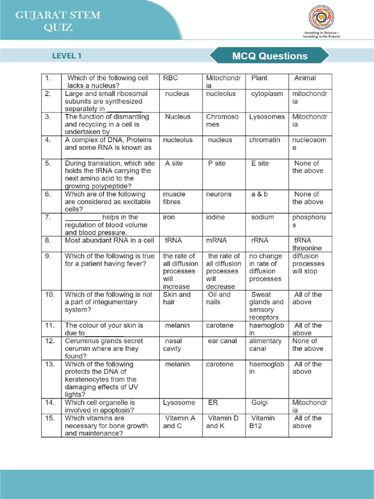 Stem Quiz Science Pdf 