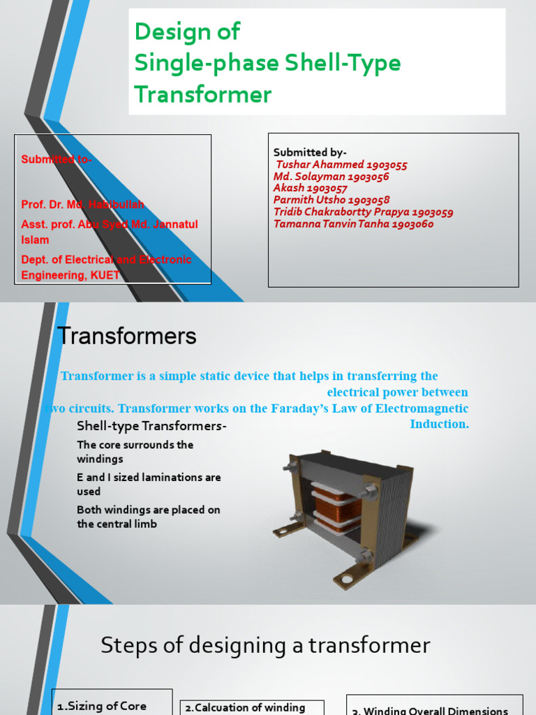Presentation On Transfomer Design | PDF | Transformer | Power (Physics)