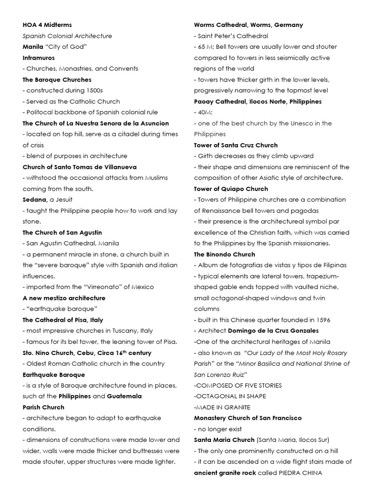 HOA 4 Midterms | PDF | Gothic Architecture | Baroque