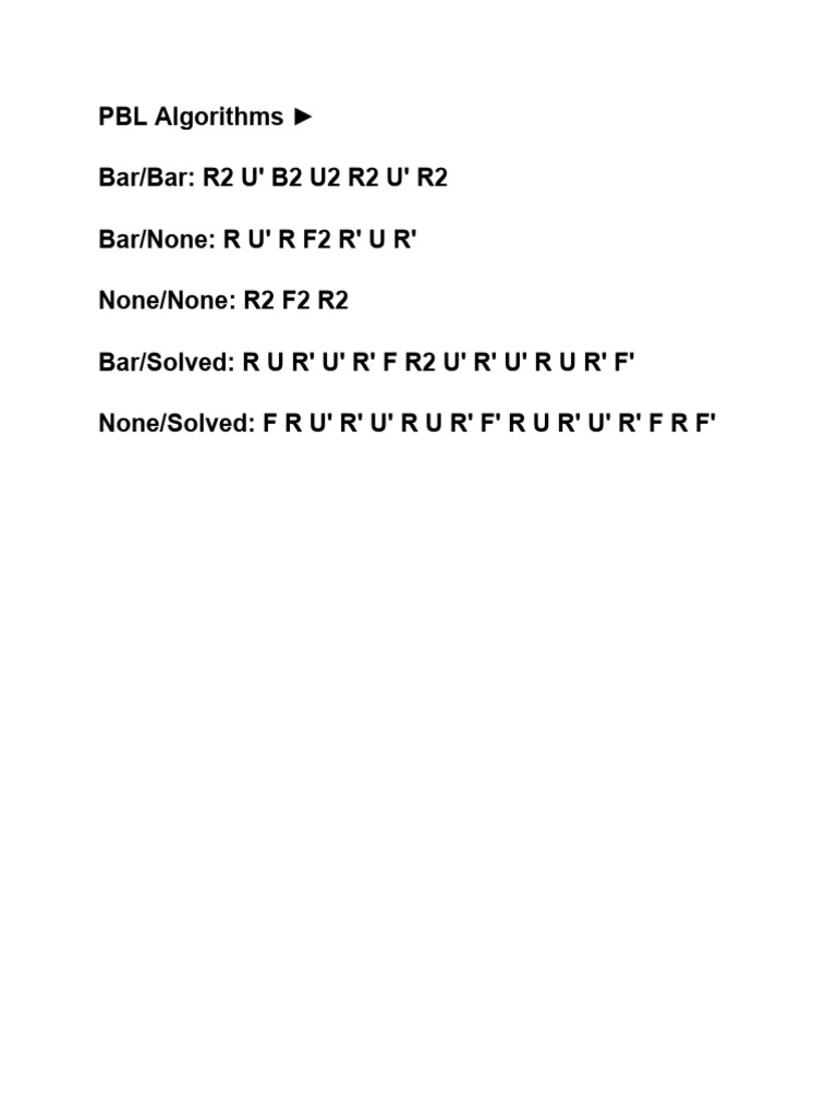PBL Algorithms for Rubik's Cube | PDF