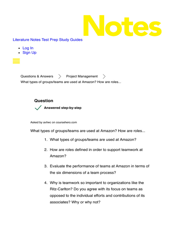 (Solved) What Types of Groups-Teams Are Used at Amazon? How Are Roles ...