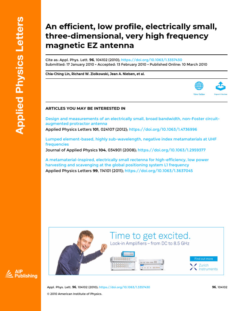 An Efficient, Low Profile, Electrically Small, Three-Dimensional, Very High Frequency Magnetic ...